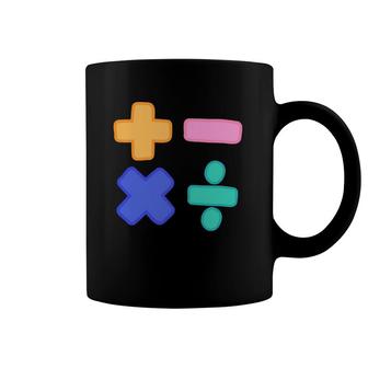 Math Teacher Symbols Add Subtract Multiply And Divide Coffee Mug | Mazezy