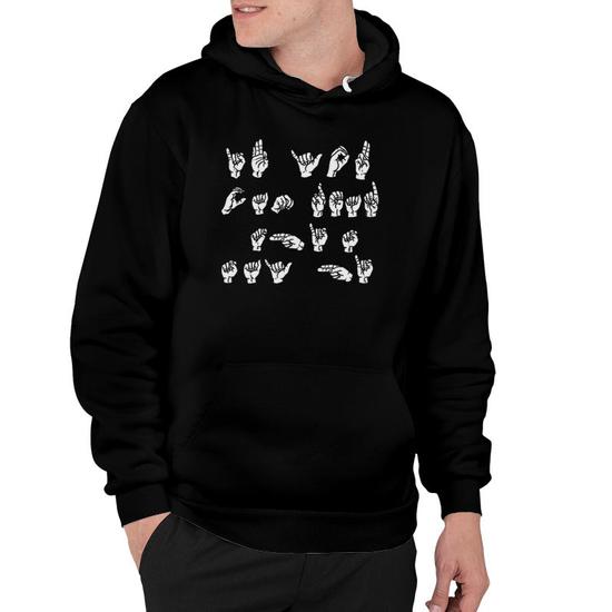 Hood Sign Language ILY LOVE AMERICAN SIGN LANGUAGE ZIP HOODIE NEVER