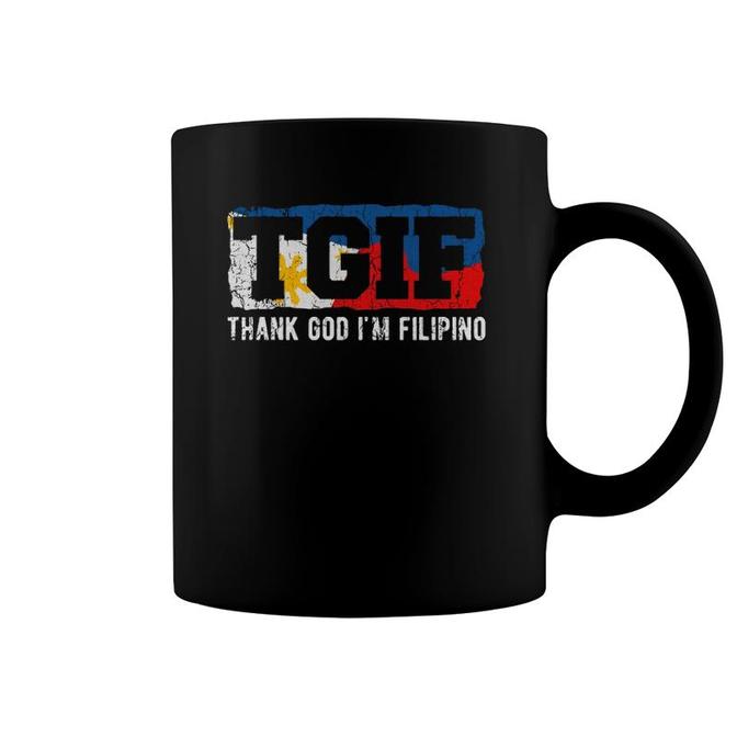 Funny Tagline Tgif Thank God I'm Filipino Design Idea Coffee Mug | Mazezy