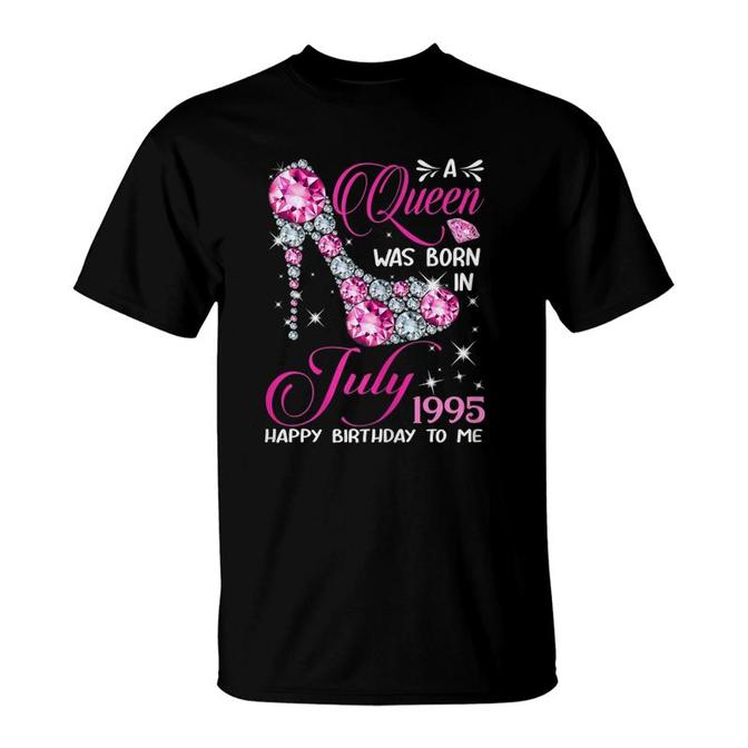 A Queen Was Born In July Black Girl Birthday Afro Woman T-Shirt | Mazezy