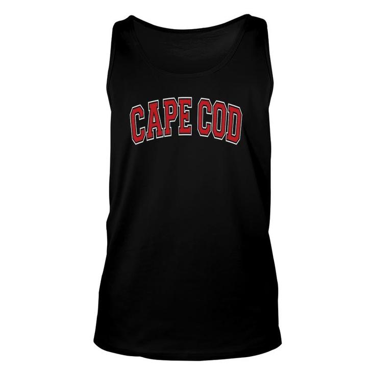 Cape Cod Massachusetts Varsity Style Red Text Unisex Tank Top | Mazezy