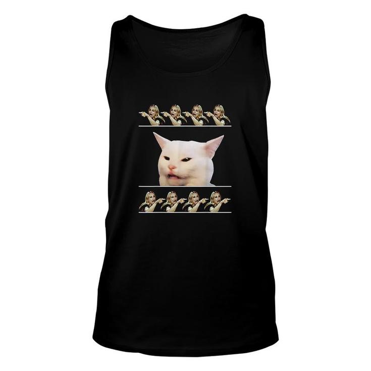 Cat Meme Woman Yelling At Table Dinner Unisex Tank Top | Mazezy