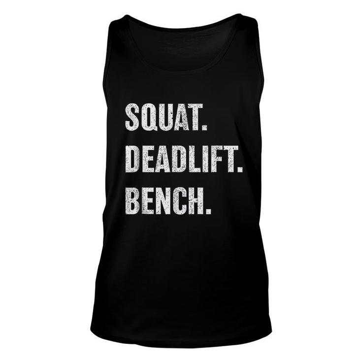 Squat Bench Deadlift Weightlifting Unisex Tank Top | Mazezy