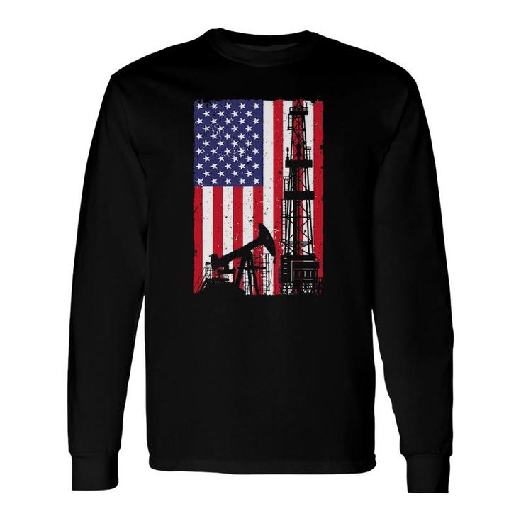 Cool Oil Rig For Roughneck Oil Field Trash Us Flag Long Sleeve T-Shirt ...