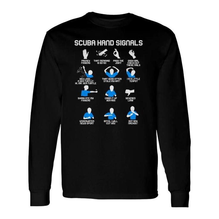 Scuba Hand Signals Joke Body Language Scuba Diver Long Sleeve T-Shirt T ...