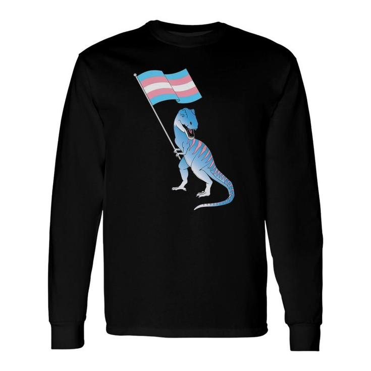 Transgender Dinosaur Trans Pride Lgbt Pride Flag Pronouns Long Sleeve T ...