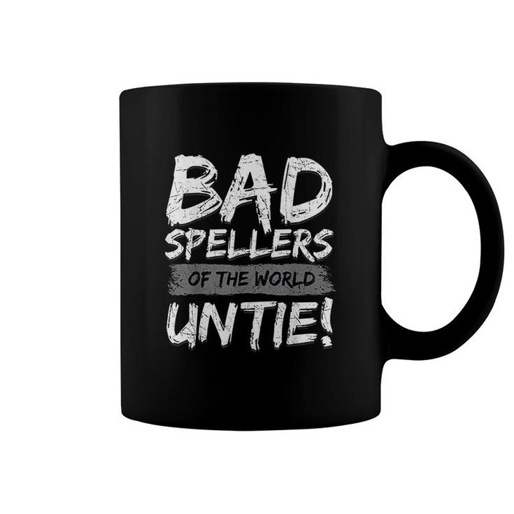 Bad Spellers Of The World Untie Dyslexia Ribbon Gif Coffee Mug | Mazezy