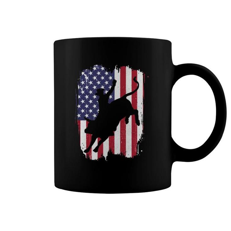 Bull Riding American Flag Rodeo Patriotic Bull Rider Gift Coffee Mug ...