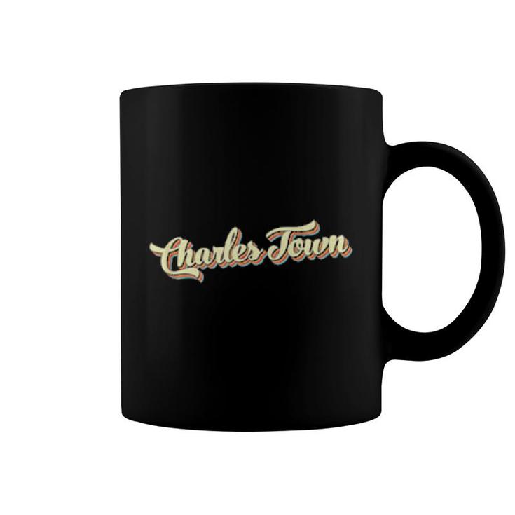 Charles Town Retro Art Baseball Font Vintage Coffee Mug | Mazezy