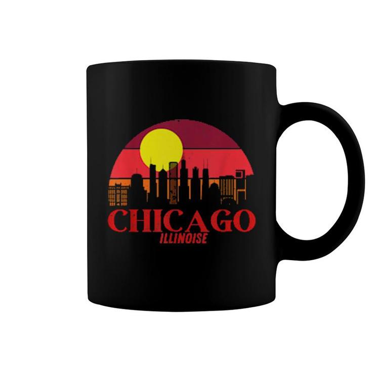 Chicago Flag Skyline Vintage Illinois Usa Souvenir Coffee Mug | Mazezy