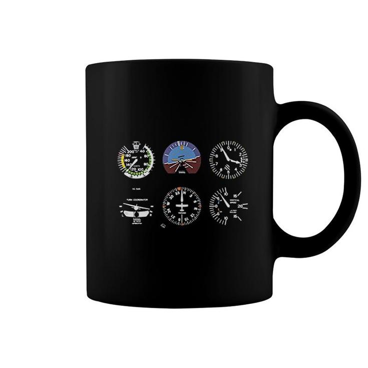 Cockpit Six Dials Flight Simulator Pilot Coffee Mug | Mazezy