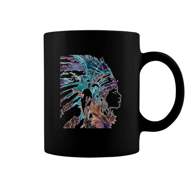 Colorful Headdress Native American Indian Traditional Art Coffee Mug ...