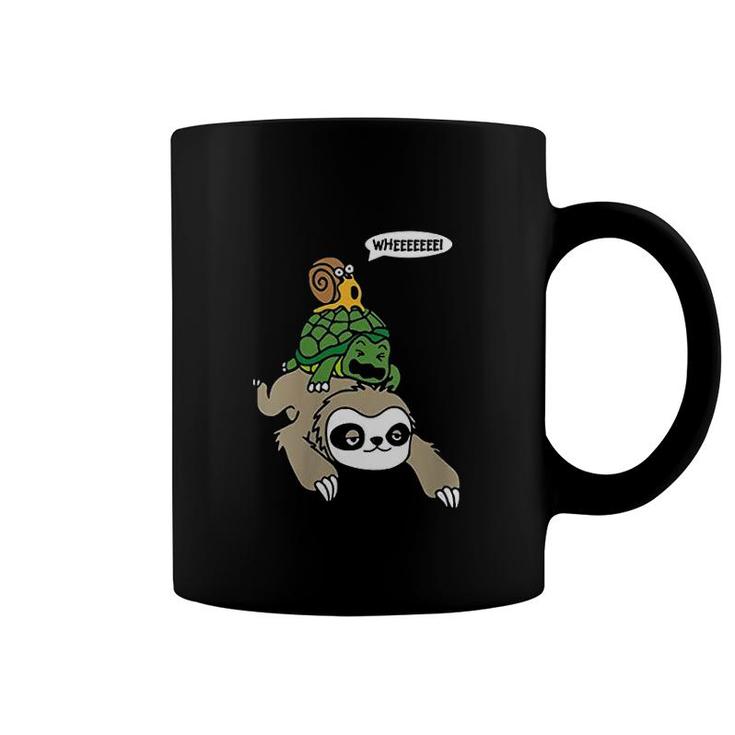 Cool Sloth Turtle And Snail Running Team Coffee Mug | Mazezy