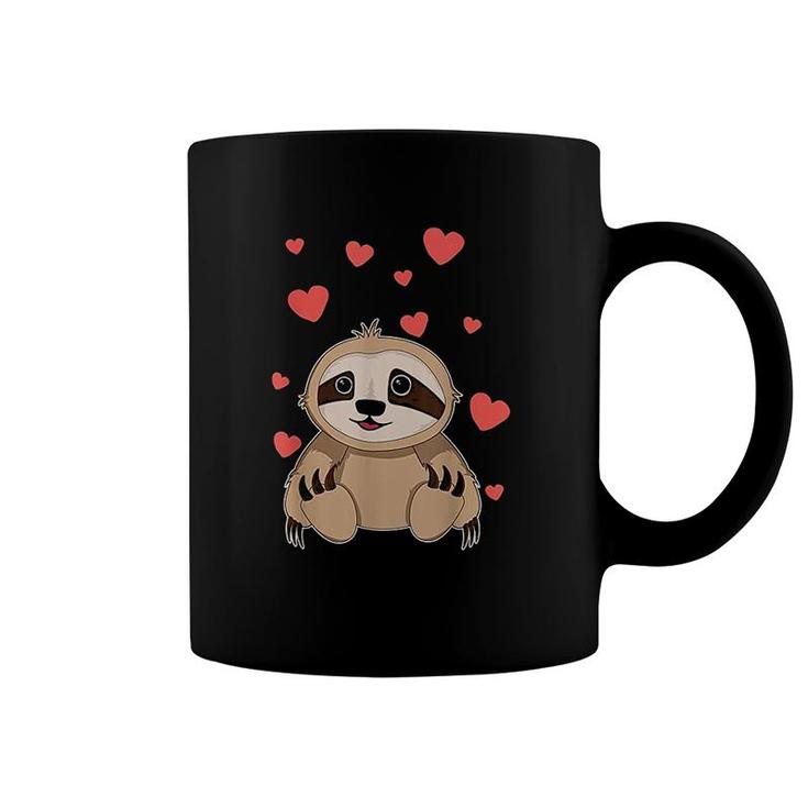 Cute Sloth With Hearts Coffee Mug | Mazezy