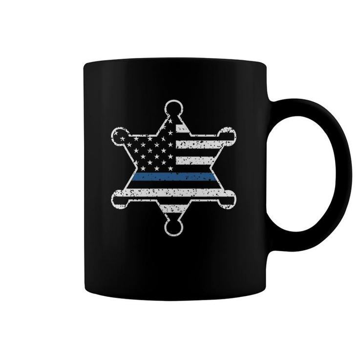 Deputy Sheriff Star Police Thin Blue Line Coffee Mug | Mazezy