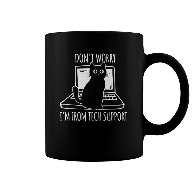 Don't Worry I'm From Tech Support Funny Cat T-Shirt | Mazezy