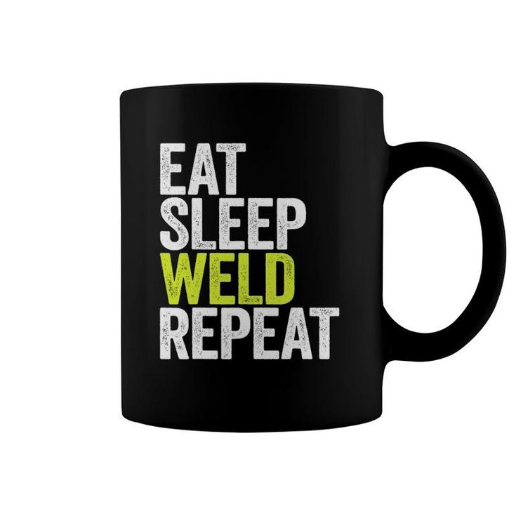 Eat Sleep Weld Repeat Welder Coffee Mug | Mazezy