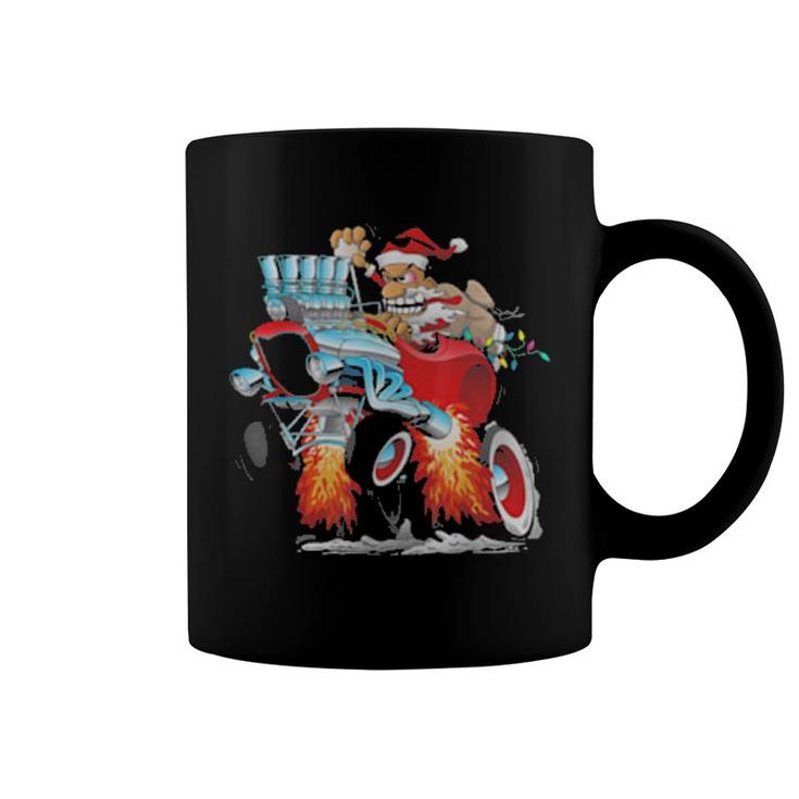 Funny Hot Rod Santa Claus Christmas Holiday Car Coffee Mug | Mazezy