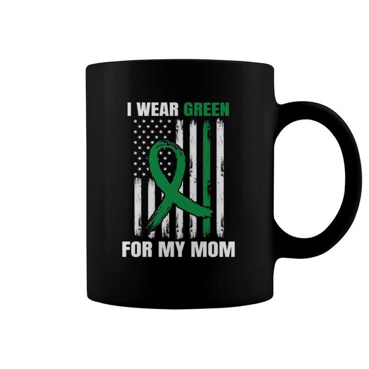 Green For Mom Liver Cancer Disease Awareness American Flag Coffee Mug ...
