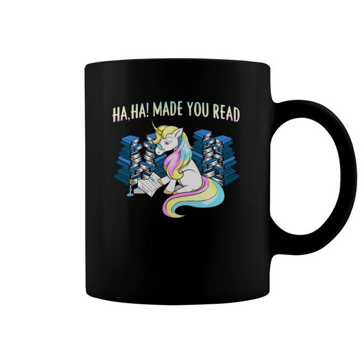 Haha Made You Read Unicorn Funny English Teacher Reading Coffee Mug ...