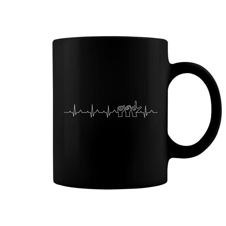 Heartbeat Asl American Sign Language Deaf Coffee Mug | Mazezy UK