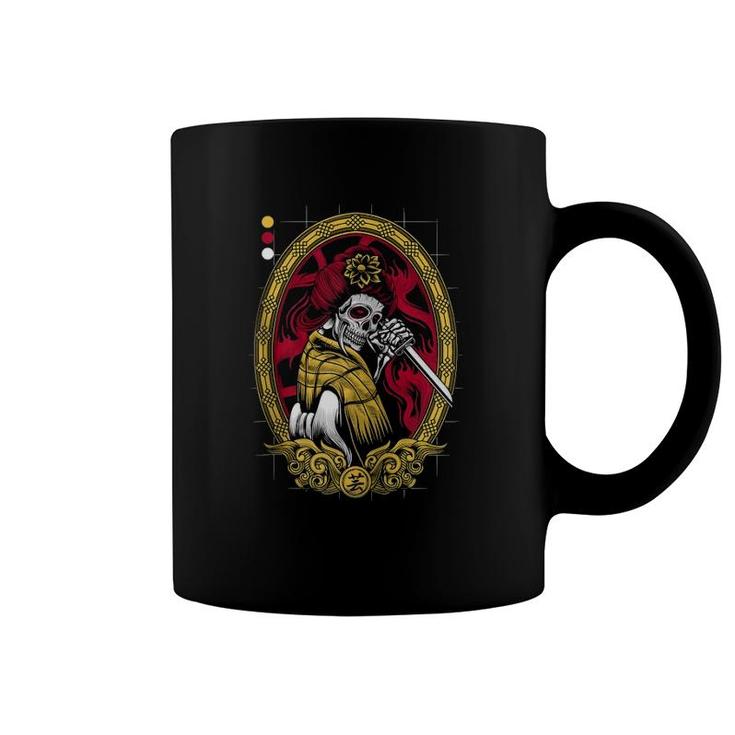 Japanese Geisha Skeleton Katana Grid Halloween Streetwear Zip Coffee ...