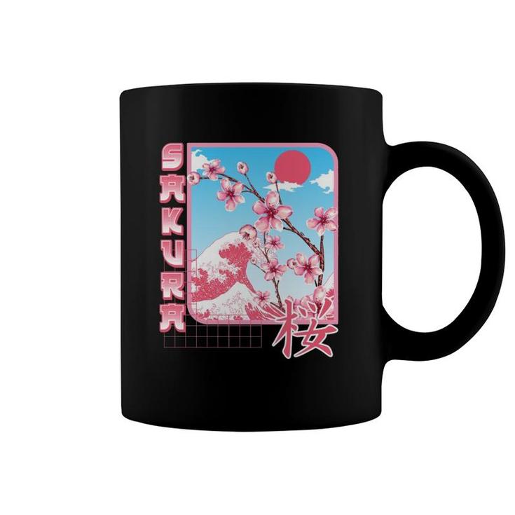 Kanji Sakura Japanese Cherry Flower Blossom Pink Sakura Coffee Mug | Mazezy