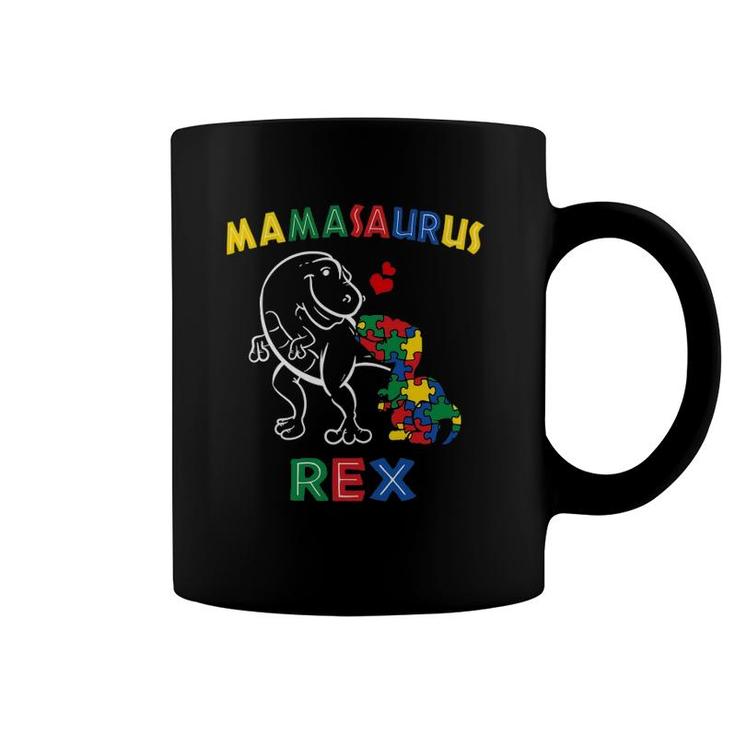 Mamasaurus Autism Awareness Mother's Day Mommy Dinosaur Mama Coffee Mug ...