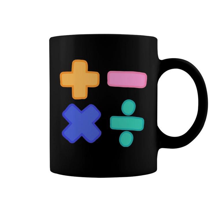 Math Teacher Symbols Add Subtract Multiply And Divide Coffee Mug | Mazezy