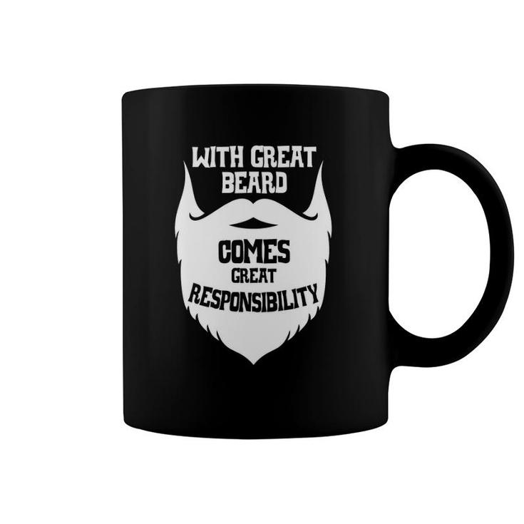 Mens With Great Beard Comes Great Responsibility Coffee Mug | Mazezy