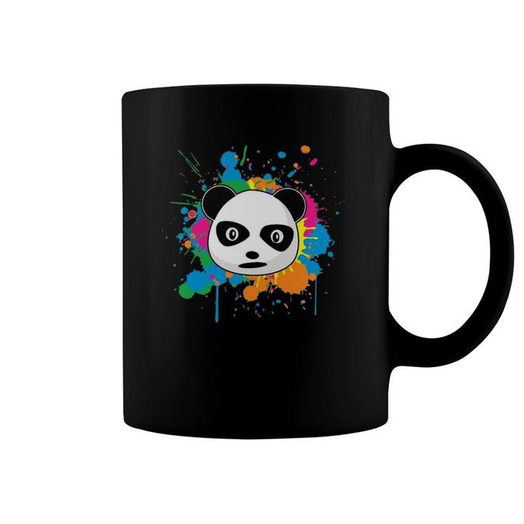 Panda Face Cool Paint Splash Splatter Multi Color Coffee Mug | Mazezy