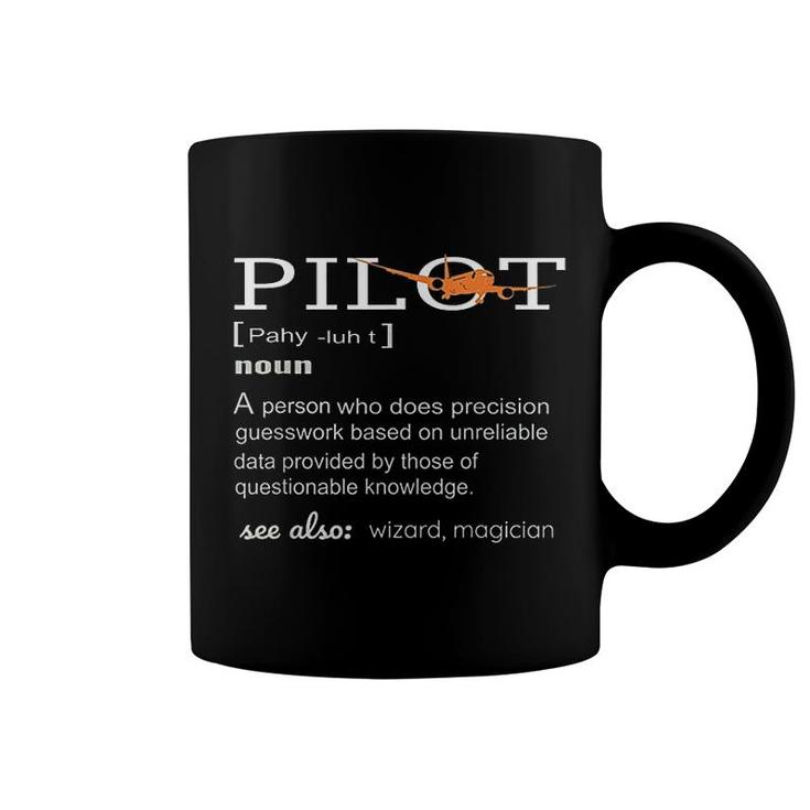 Pilot Definition Funny Airplane Aircraft Coffee Mug | Mazezy