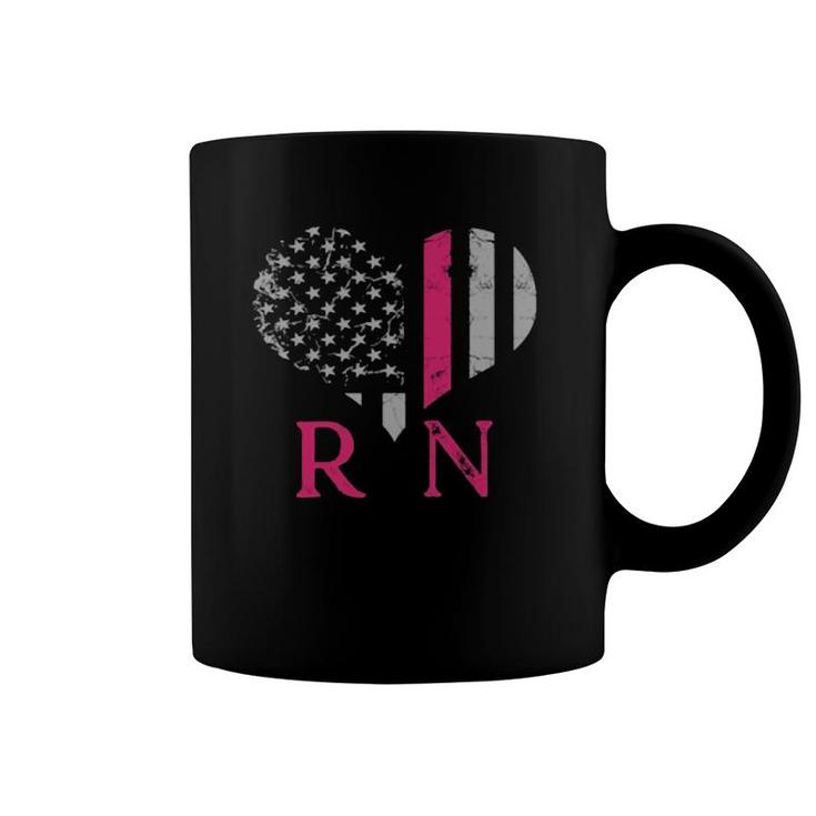 Rn Nurse Flag With Heartbeat Coffee Mug | Mazezy