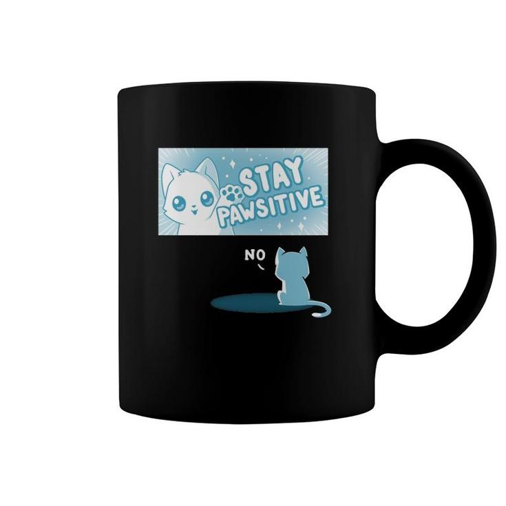 Stay Pawsitive Cute Cat Version Coffee Mug | Mazezy