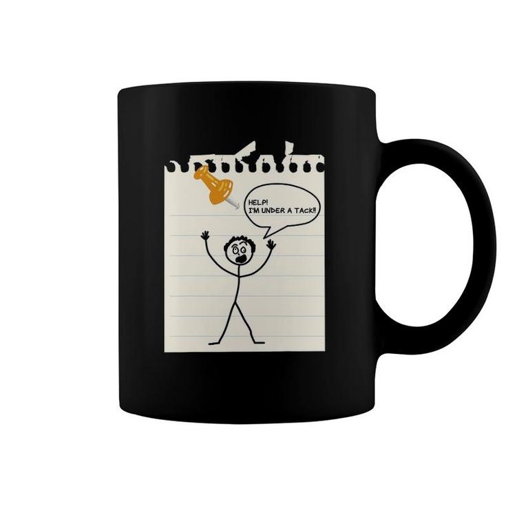Stick Figure Under A Tack Funny Stick Man Office Gift Coffee Mug | Mazezy