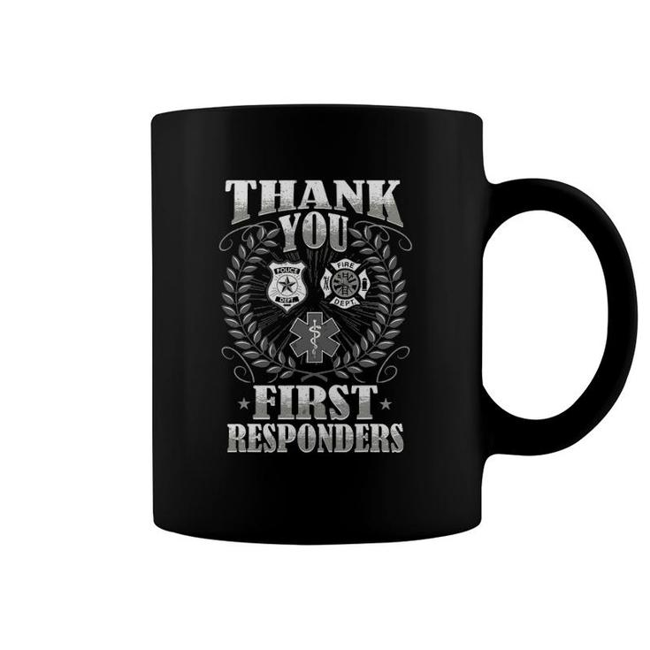 Thank You First Responders Patriotic Emt Police Firefighter Coffee Mug ...