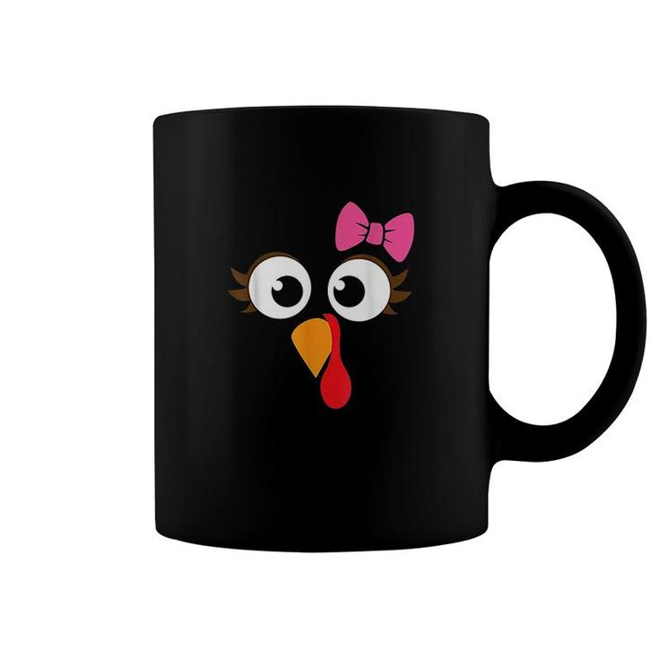 Turkey Face Girl Pink Bow Coffee Mug | Mazezy