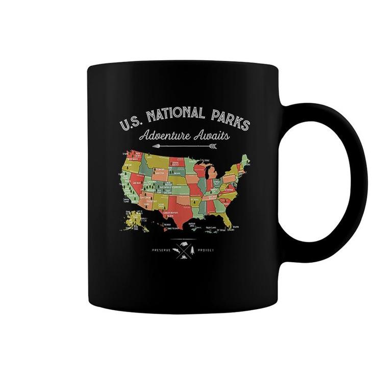 Us National Parks Map Camping Coffee Mug | Mazezy
