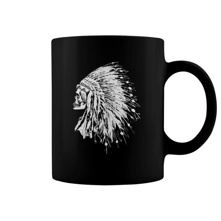 Vintage Native American Indian Design Skull & Headdress Coffee Mug | Mazezy