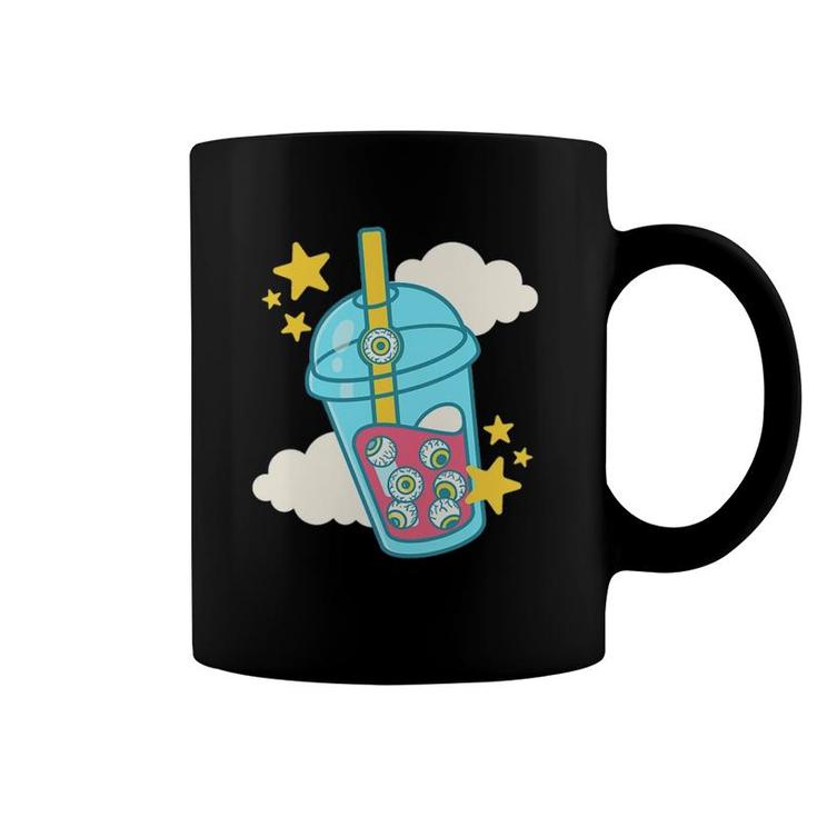 Weirdcore Aesthetic Kawaii Bubble Boba Milk Tea Eyeballs Hoodie | Mazezy