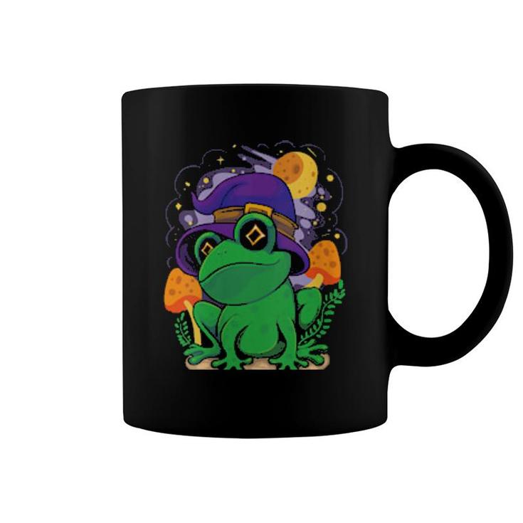 Womens Cottagecore Aesthetic Goblincore Frog Wizard Hat Mushroom Coffee ...