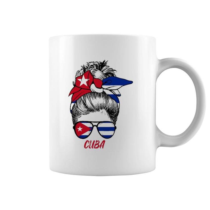 Cuban Girl Cuba Flag Turban Women Gift Proud Messy Bun Coffee Mug | Mazezy