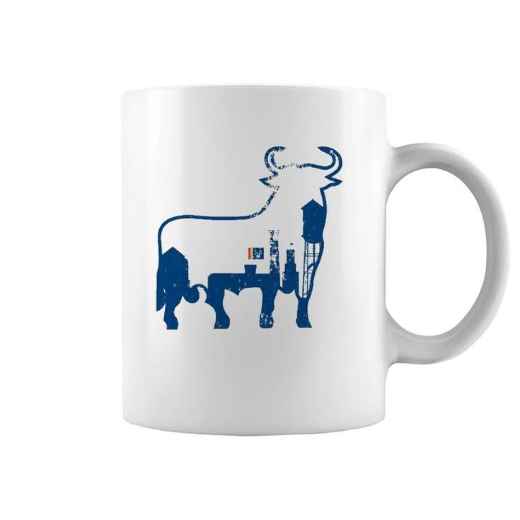 Durham Nc City Skyline Standing Bull Silhouette Coffee Mug | Mazezy
