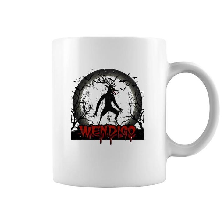Full Moon With Bats And Wendigo Folklore Coffee Mug | Mazezy