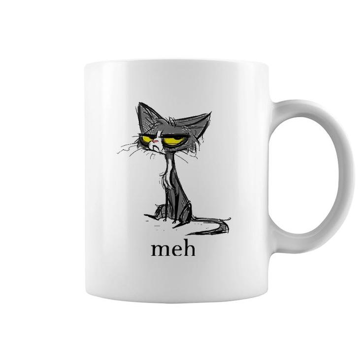 Funny Meh Cat Gift For Cat Lovers Coffee Mug | Mazezy
