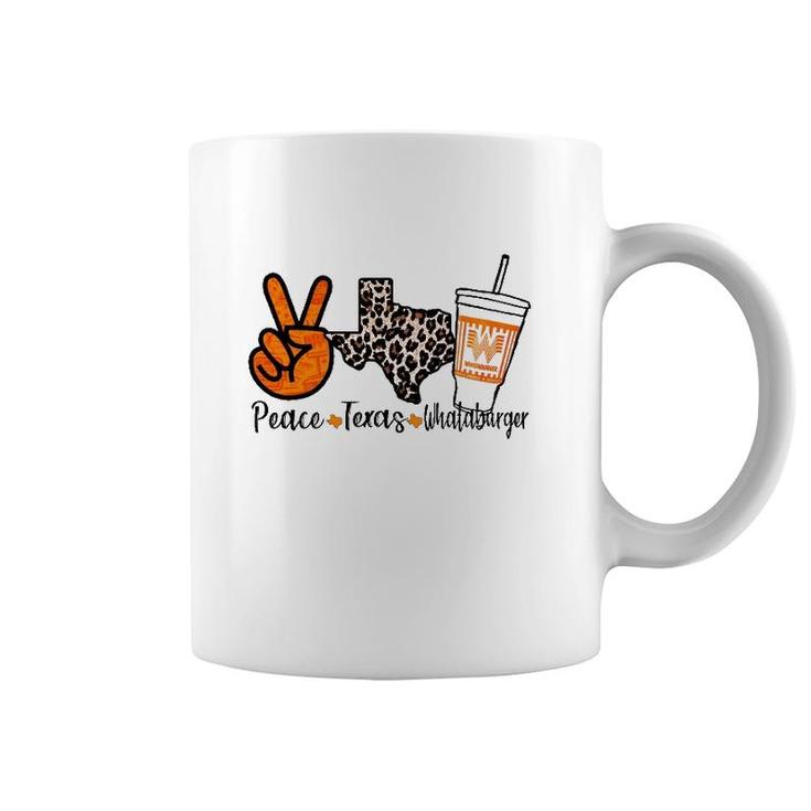 Texas Peace Whataburger Cup Leopard Map Sign Hand Coffee Mug | Mazezy