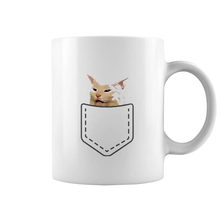Woman Yelling At Table Dinner Funny Cat Meme Coffee Mug | Mazezy