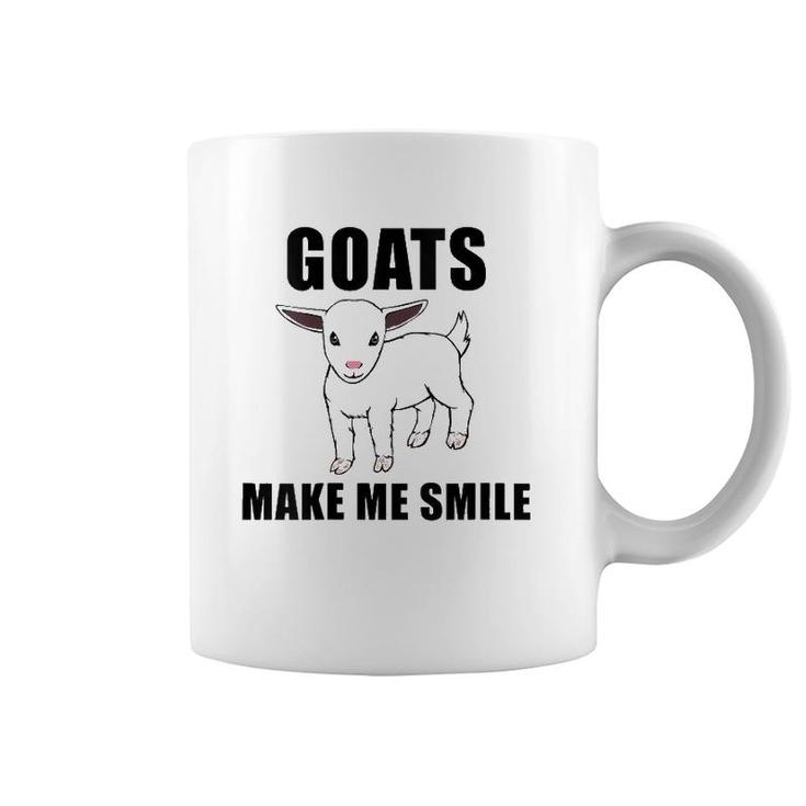 Womens Funny Little Goat Smiling Cute Goat Coffee Mug | Mazezy