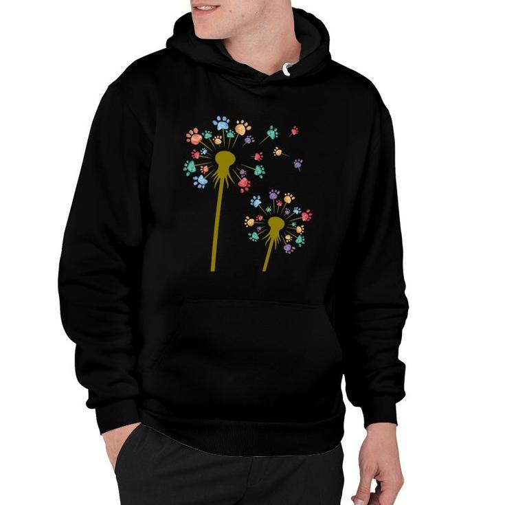 Colored Dog Paw Dandelion Flower Print Cute Gift Hoodie | Mazezy