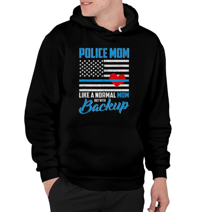 Cop Mom Proud Mother Police Officer Mom Tee Blue Line Flag Hoodie | Mazezy